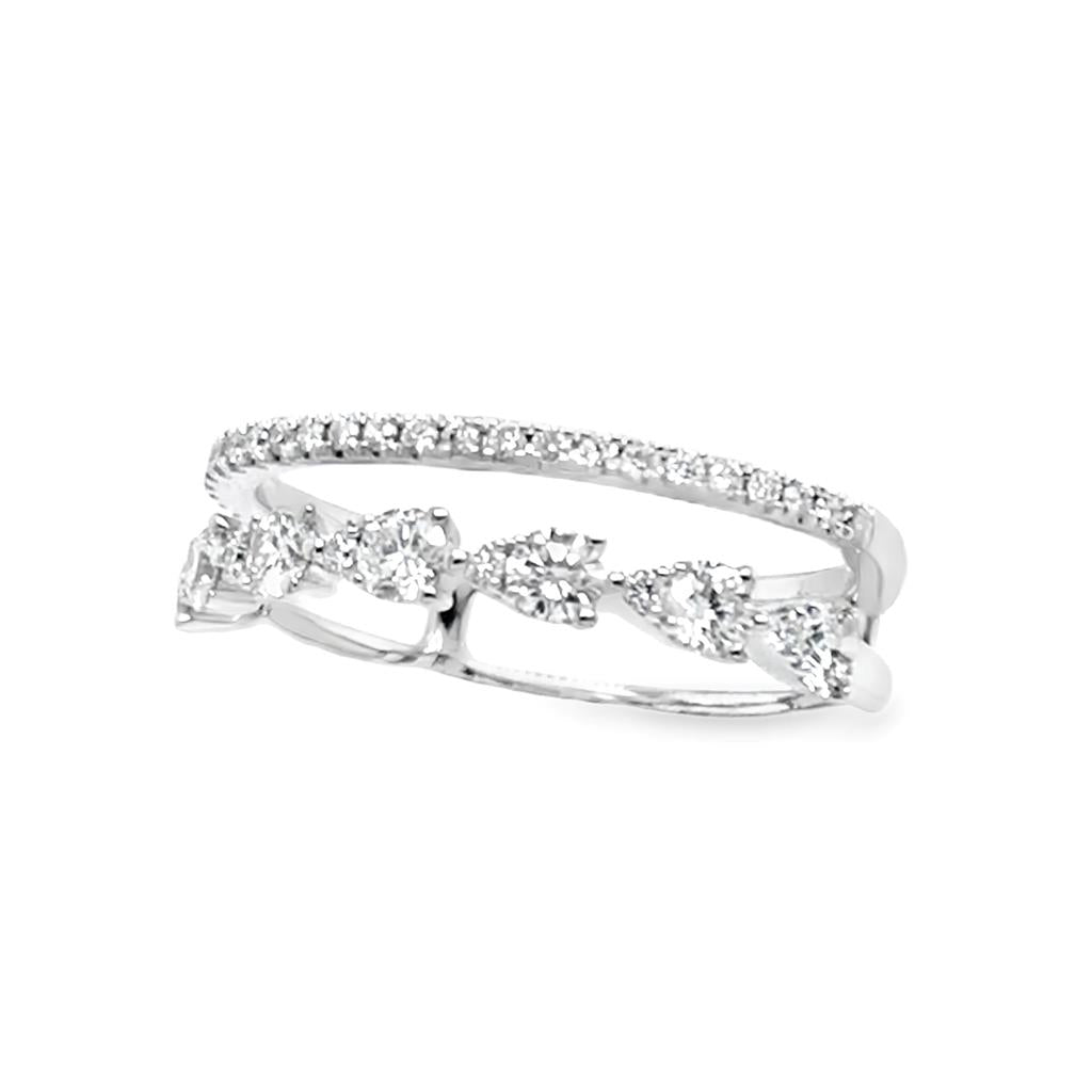 14KT White Gold Double Row Diamond Ring | Brinker's Jewelers
